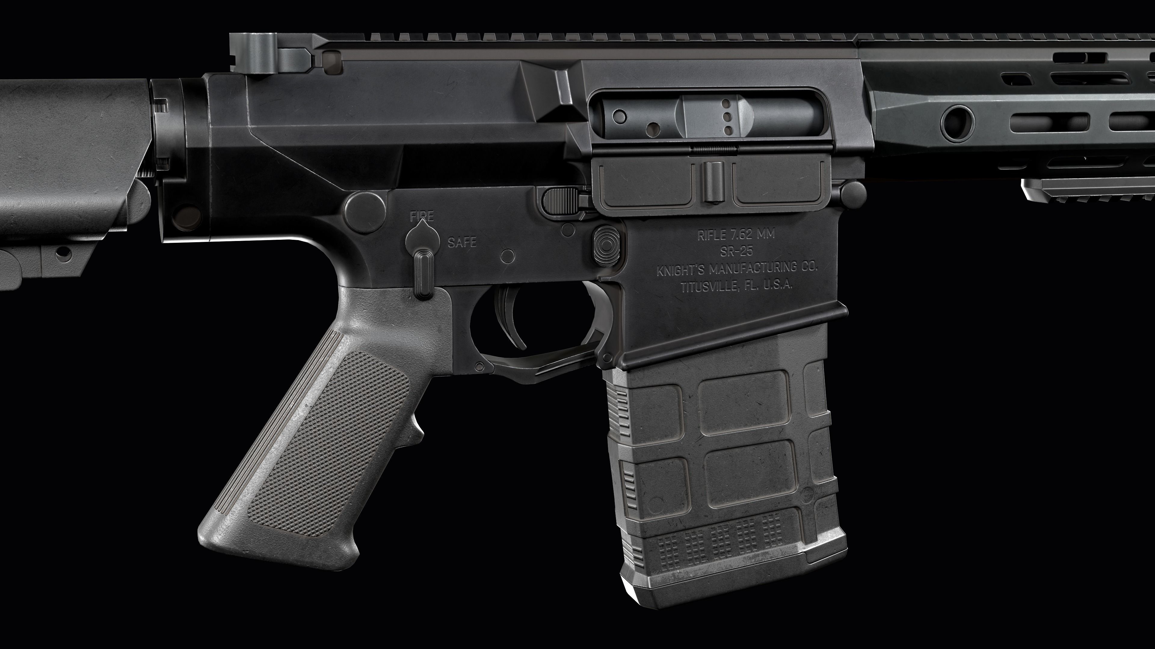 3D model Modular sniper rifle Knights Armament SR 25 VR / AR / low-poly ...