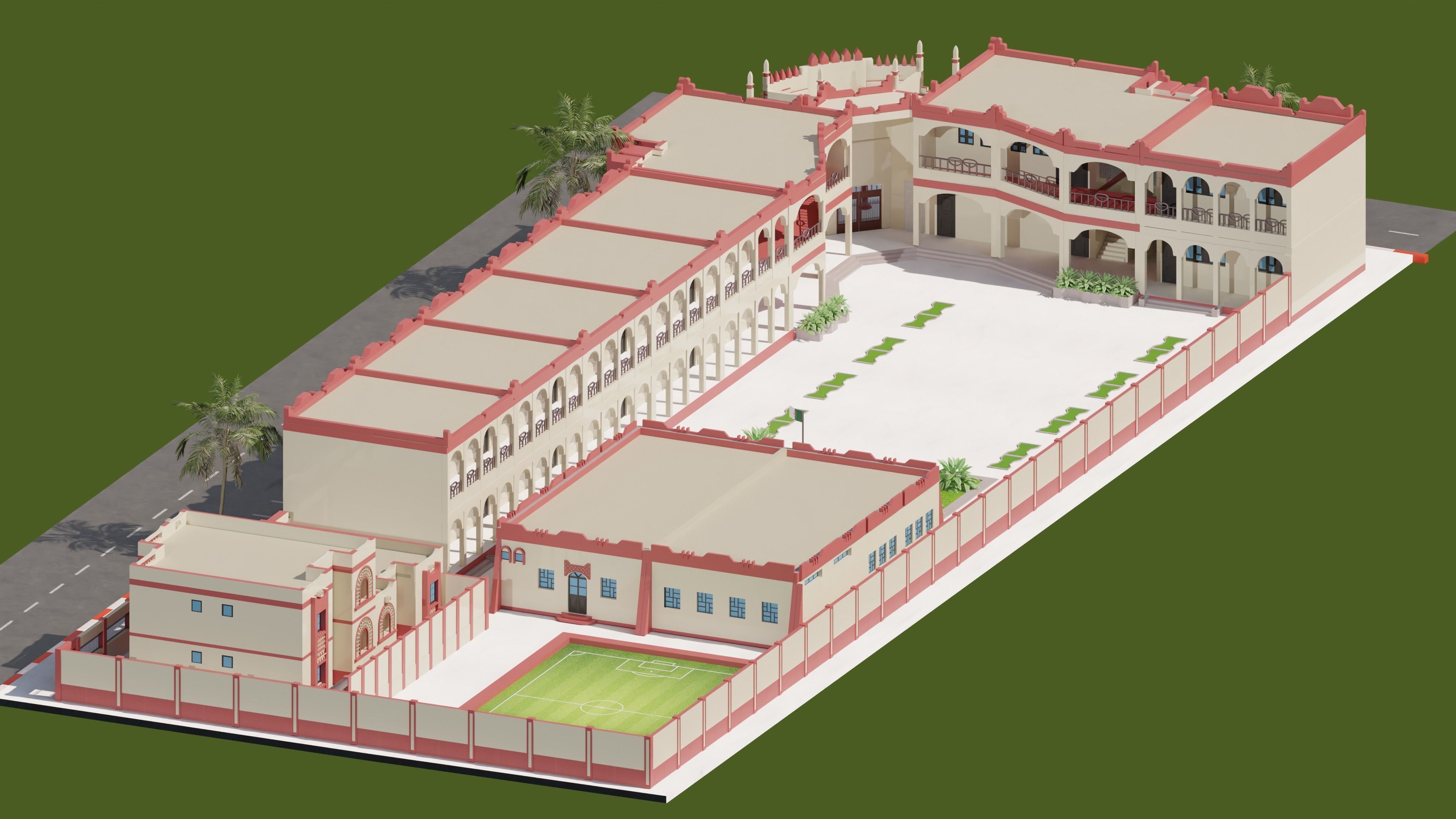 arabic School complex 3D model | CGTrader