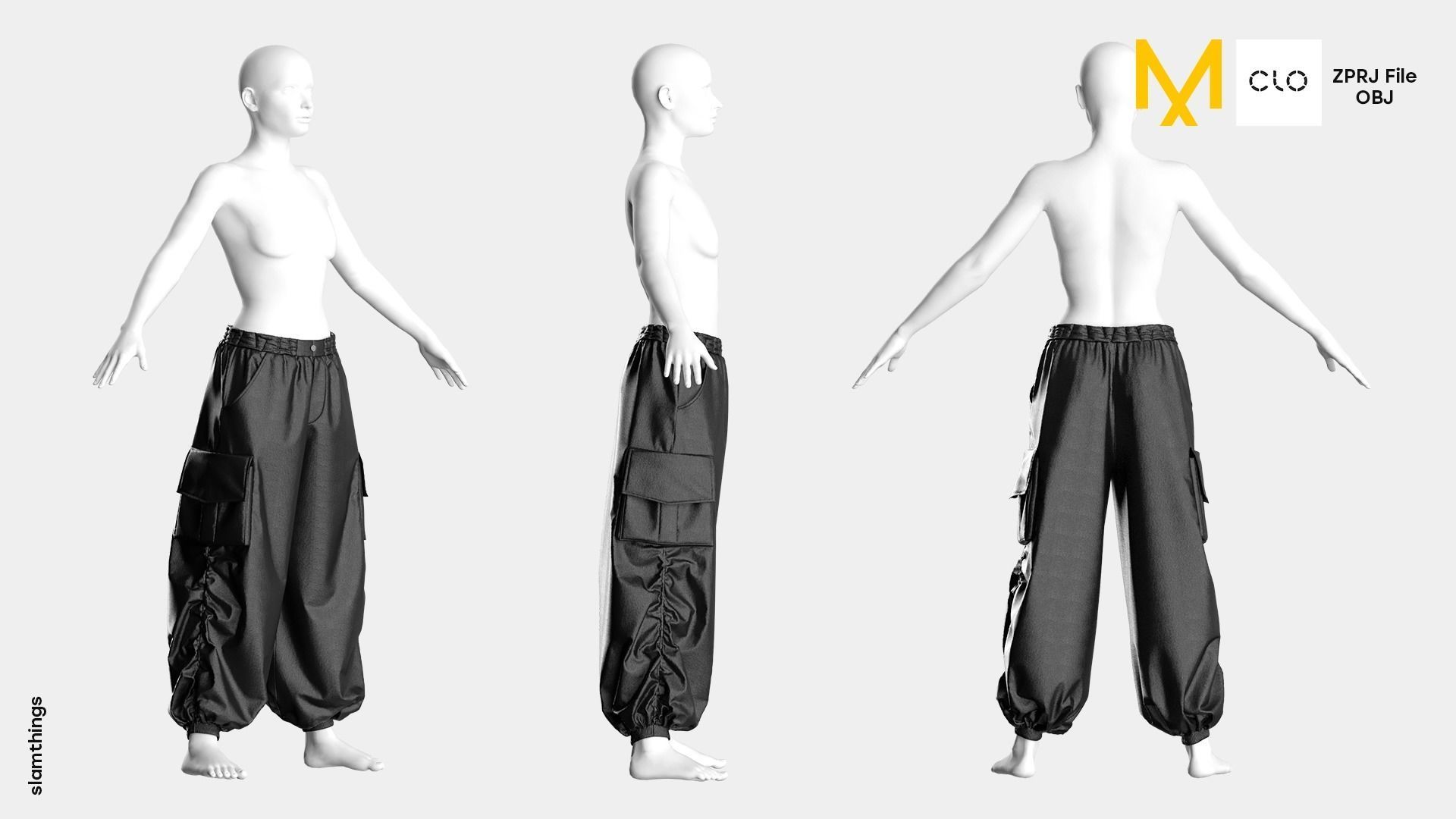 Streetwear Baggy Cargo Pants 3D model | CGTrader
