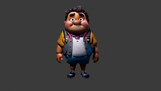 3D model Man Fat Character Cartoon VR / AR / low-poly | CGTrader