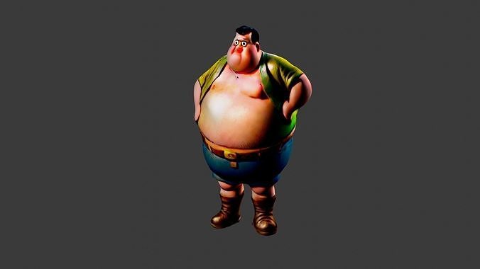 3D model Fat Man Cartoon VR / AR / low-poly | CGTrader