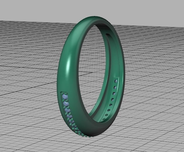 Diamond Dome Ring Half Eternity Ring 3Dprint model 3D model 3D ...