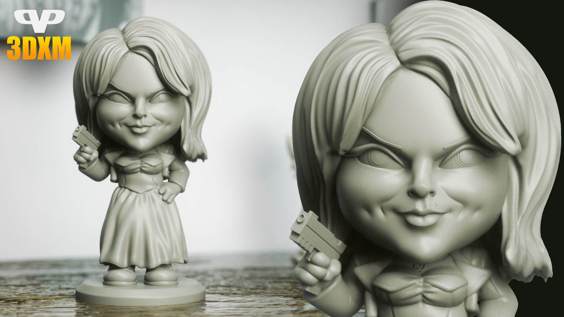 Bride of Chucky Chibi STL for 3D Printing ChibiSTL 3DXM 3D model 3D ...