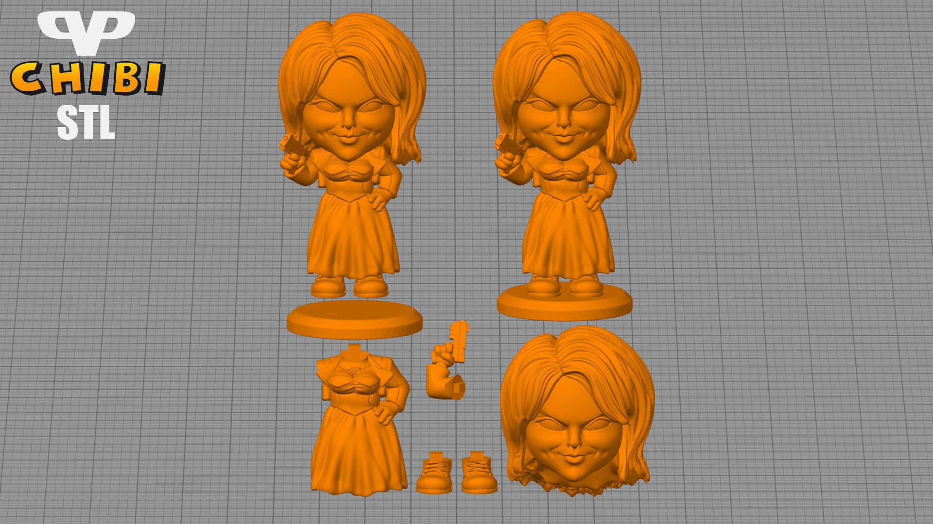 Bride of Chucky Chibi STL for 3D Printing ChibiSTL 3DXM 3D model 3D ...