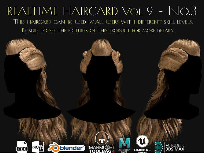 3D model Realtime Haircard Vol 9 - No3 VR / AR / low-poly | CGTrader