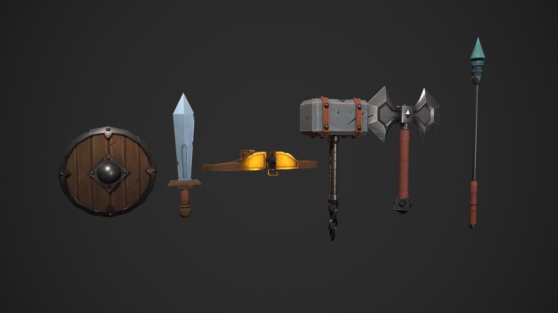 3D model SET LOW POLY WEAPONS VR / AR / low-poly | CGTrader