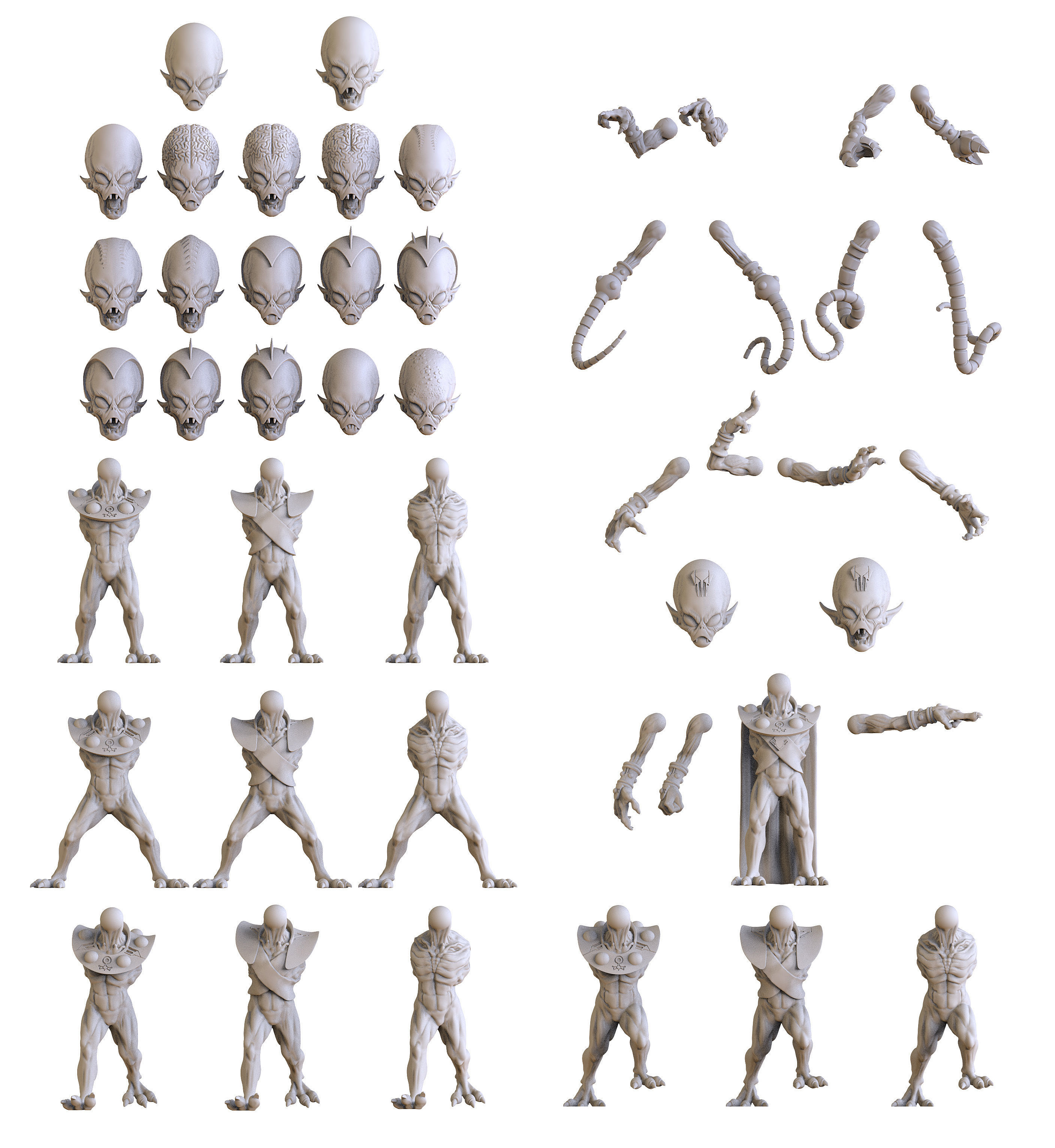 Mindarian Aliens 3D model 3D printable | CGTrader