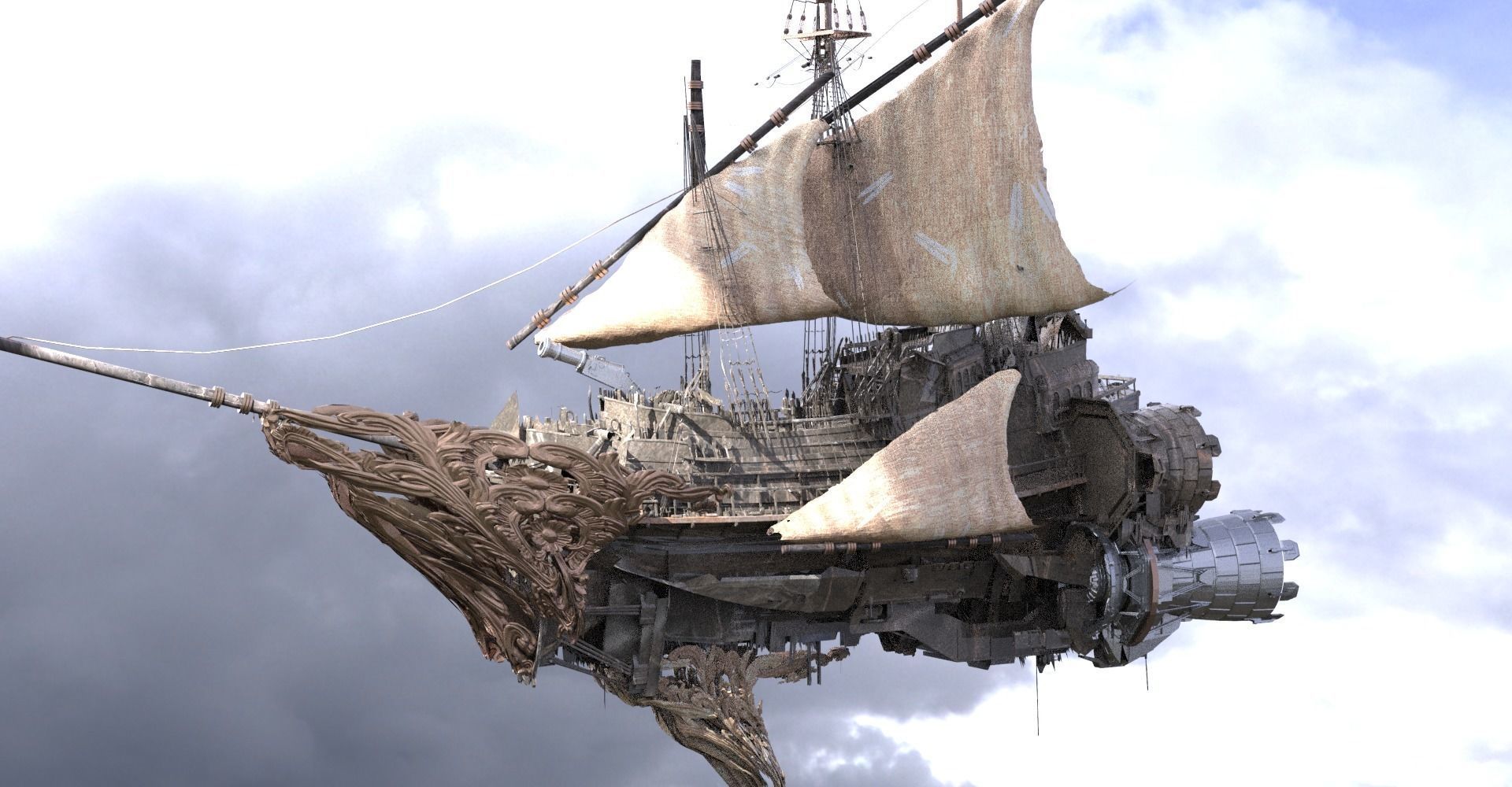 Gold Dragon airship 3D model | CGTrader