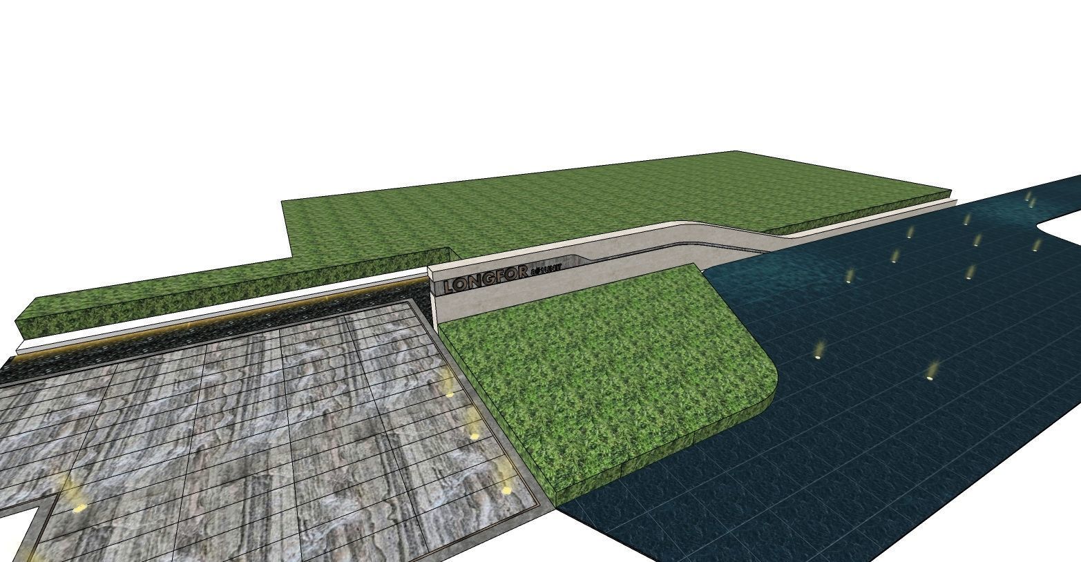 Boundary wall entrance landscape 3D model | CGTrader
