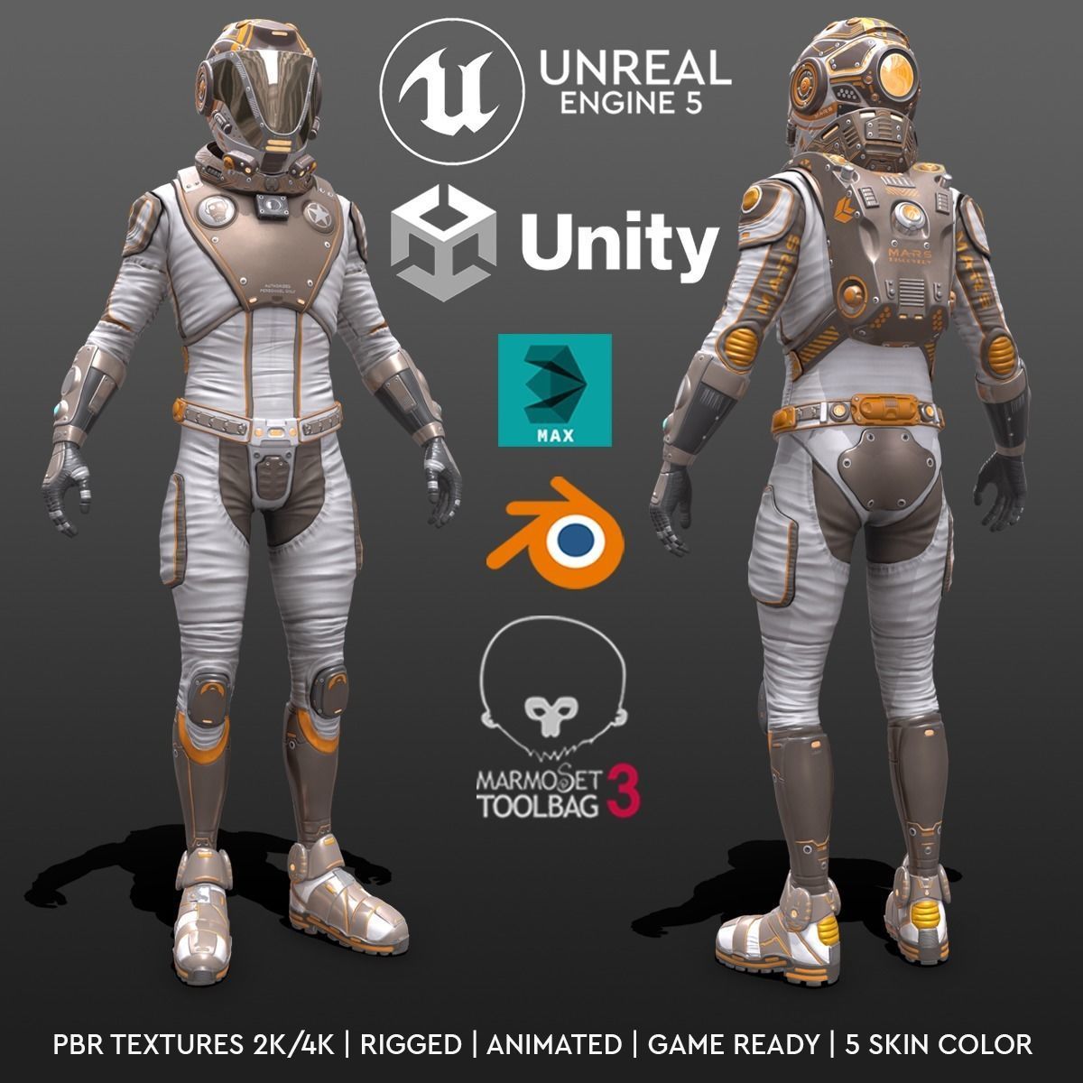 3D model Mars Suit - Male VR / AR / low-poly | CGTrader