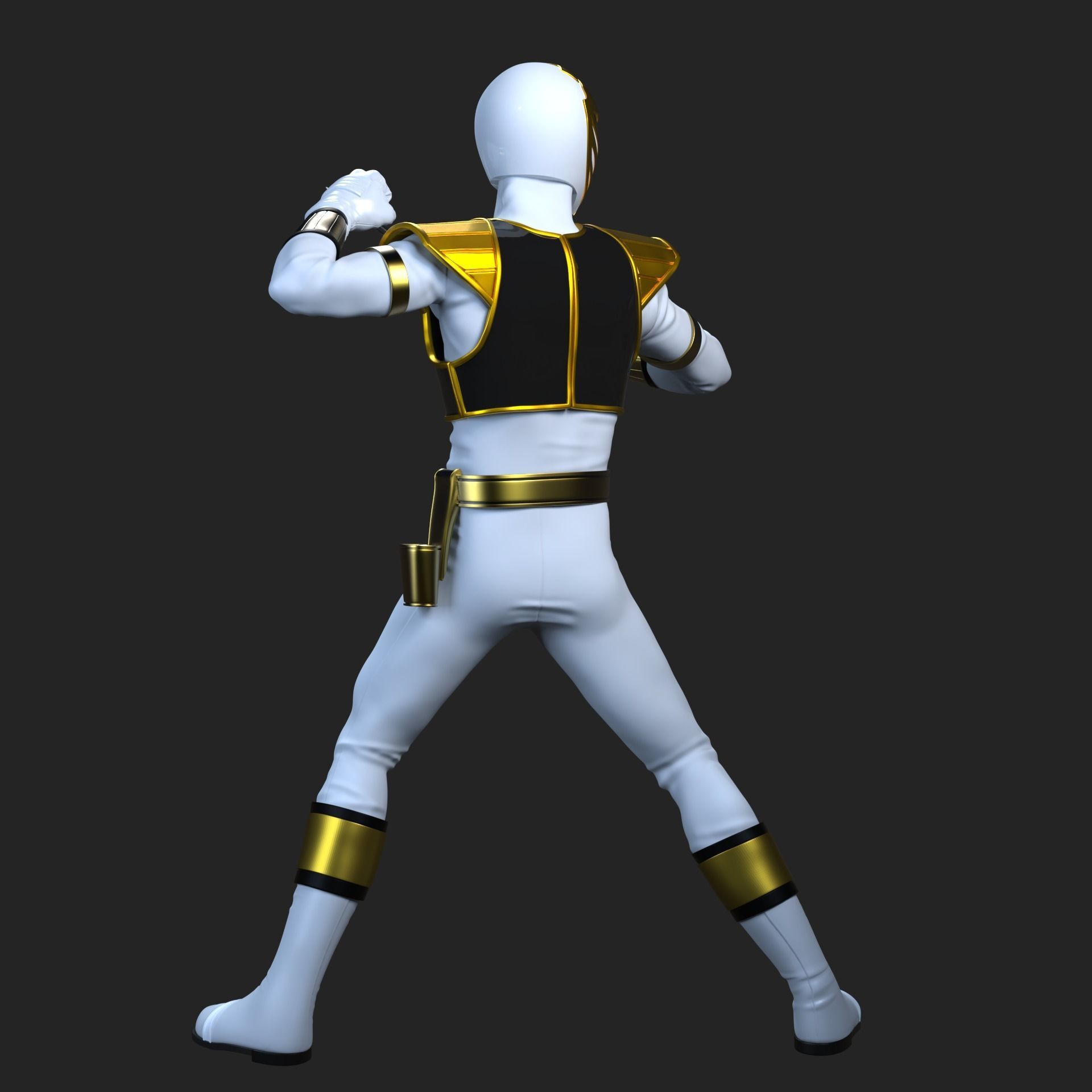 White Ranger Power Rangers with 2 swords and 5 hands 3D model 3D ...