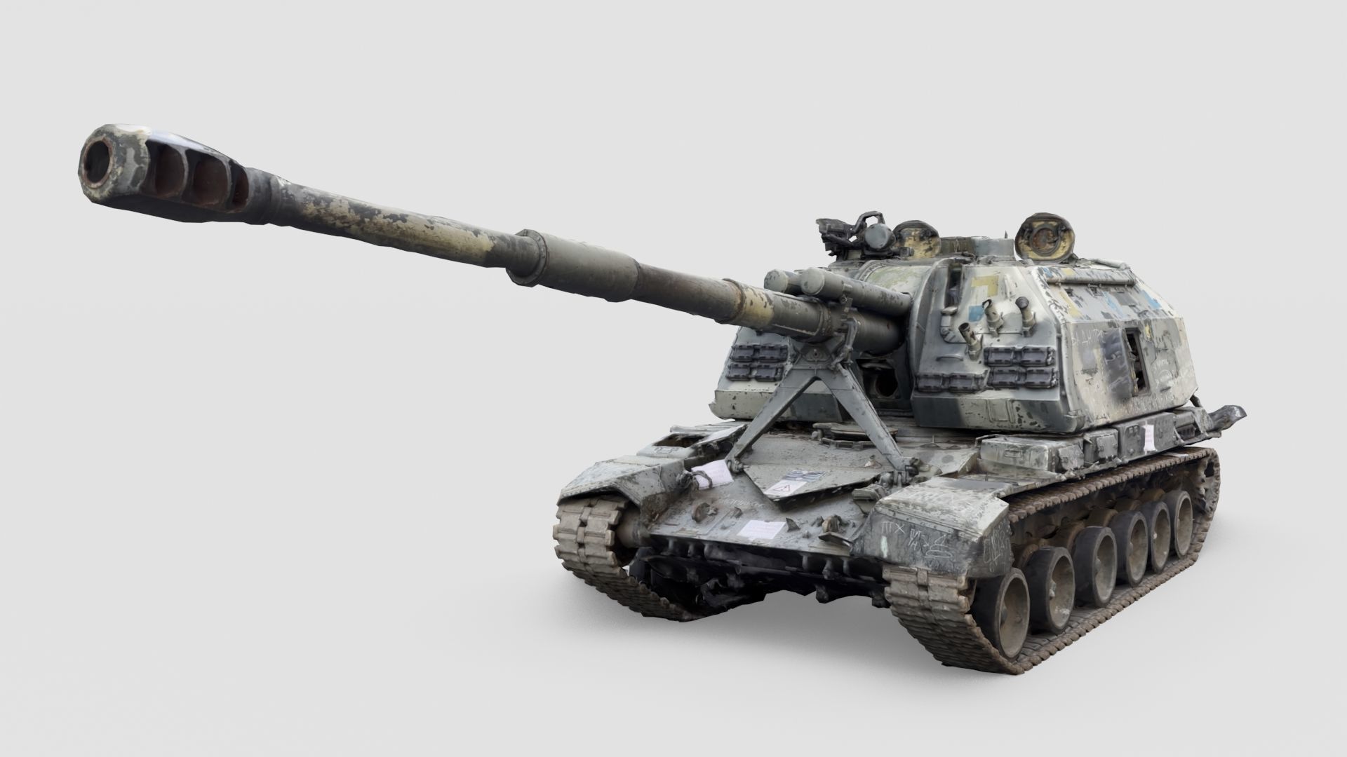 Destroyed 2S19 Msta 152 mm self-propelled howitzer M1990 3D model | CGTrader