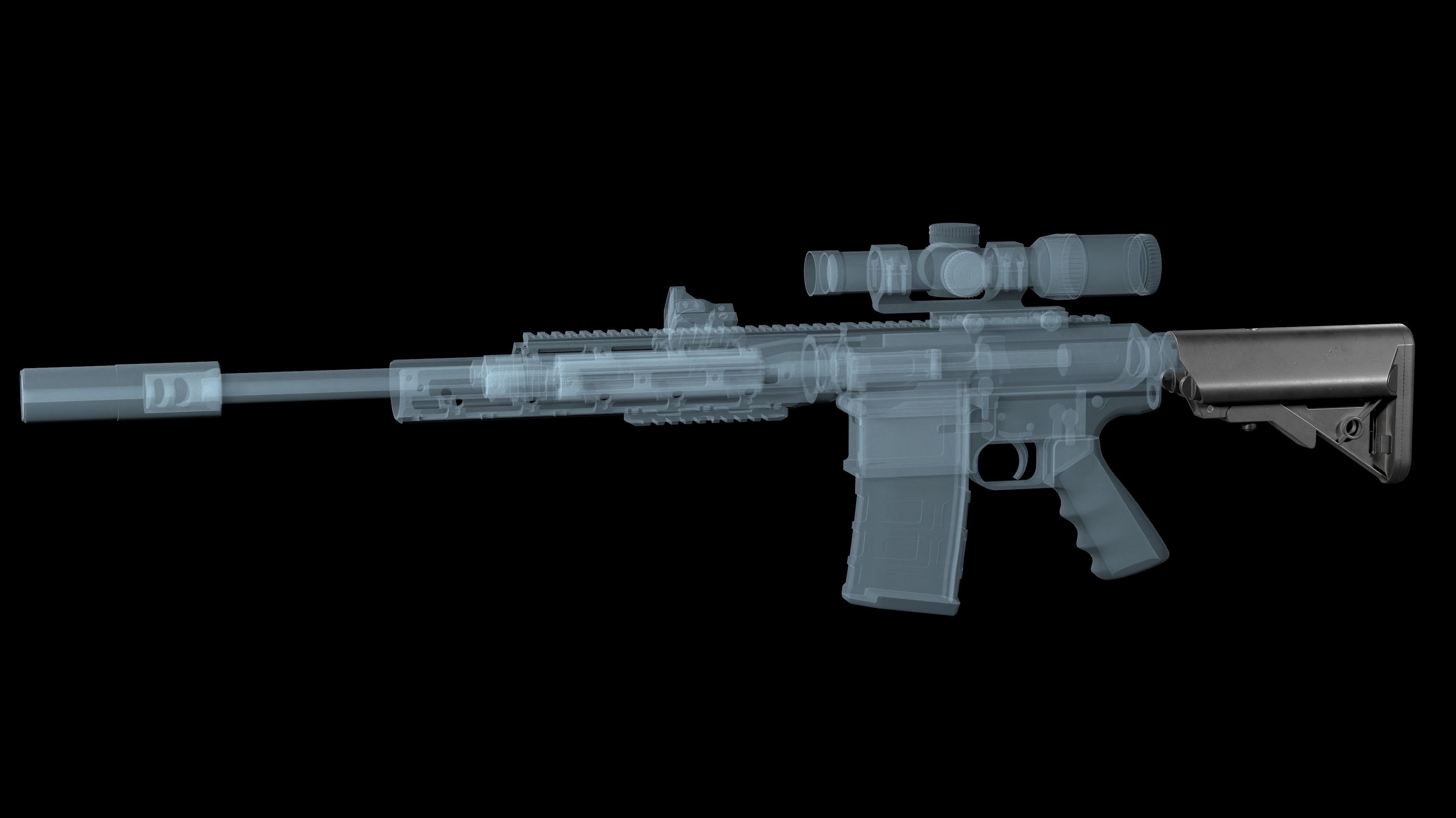 3D model AR-15 AR-10 stock B5 Systems LMT Sopmod VR / AR / low-poly ...