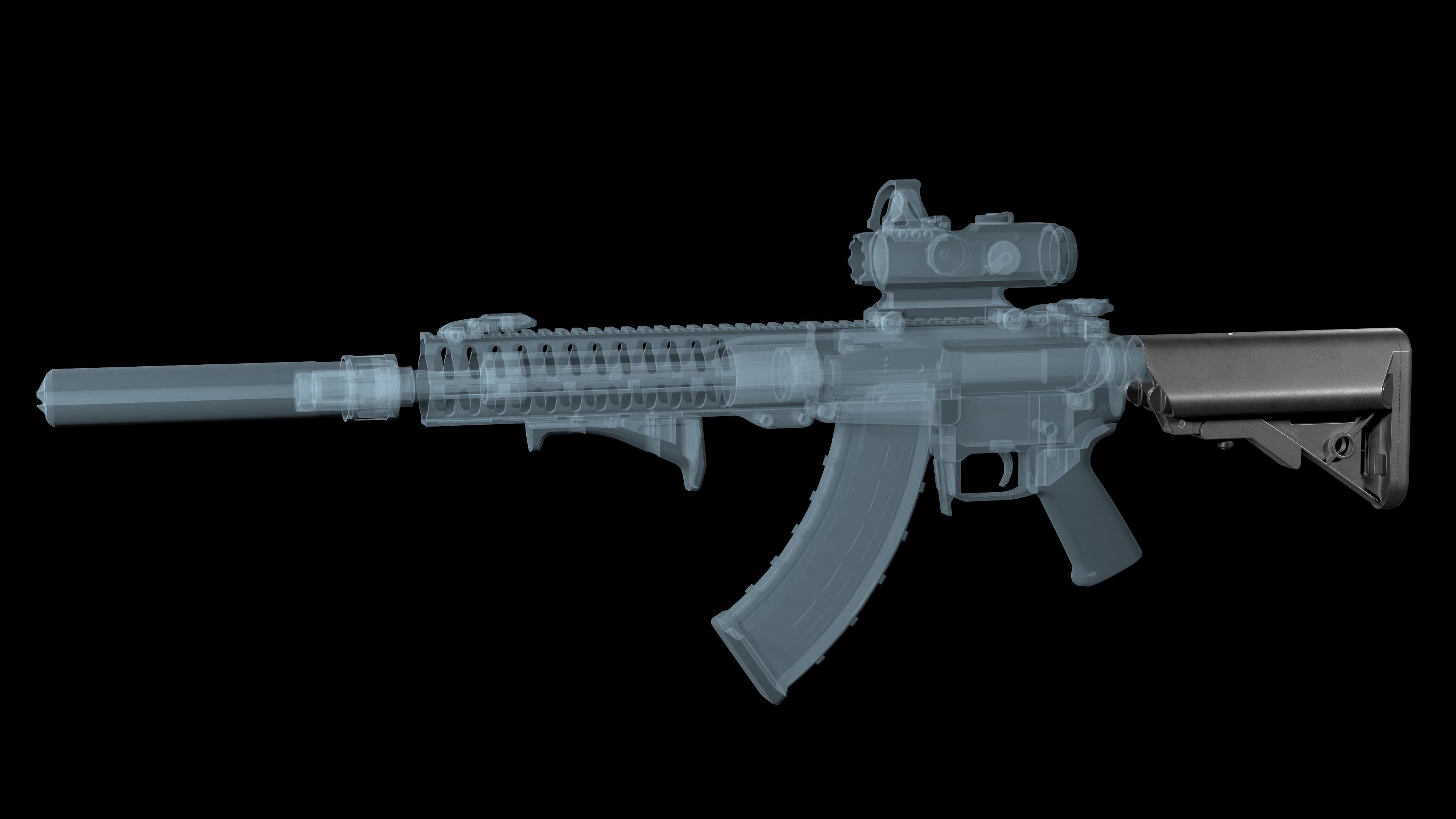 3D model AR-15 AR-10 stock B5 Systems LMT Sopmod VR / AR / low-poly ...
