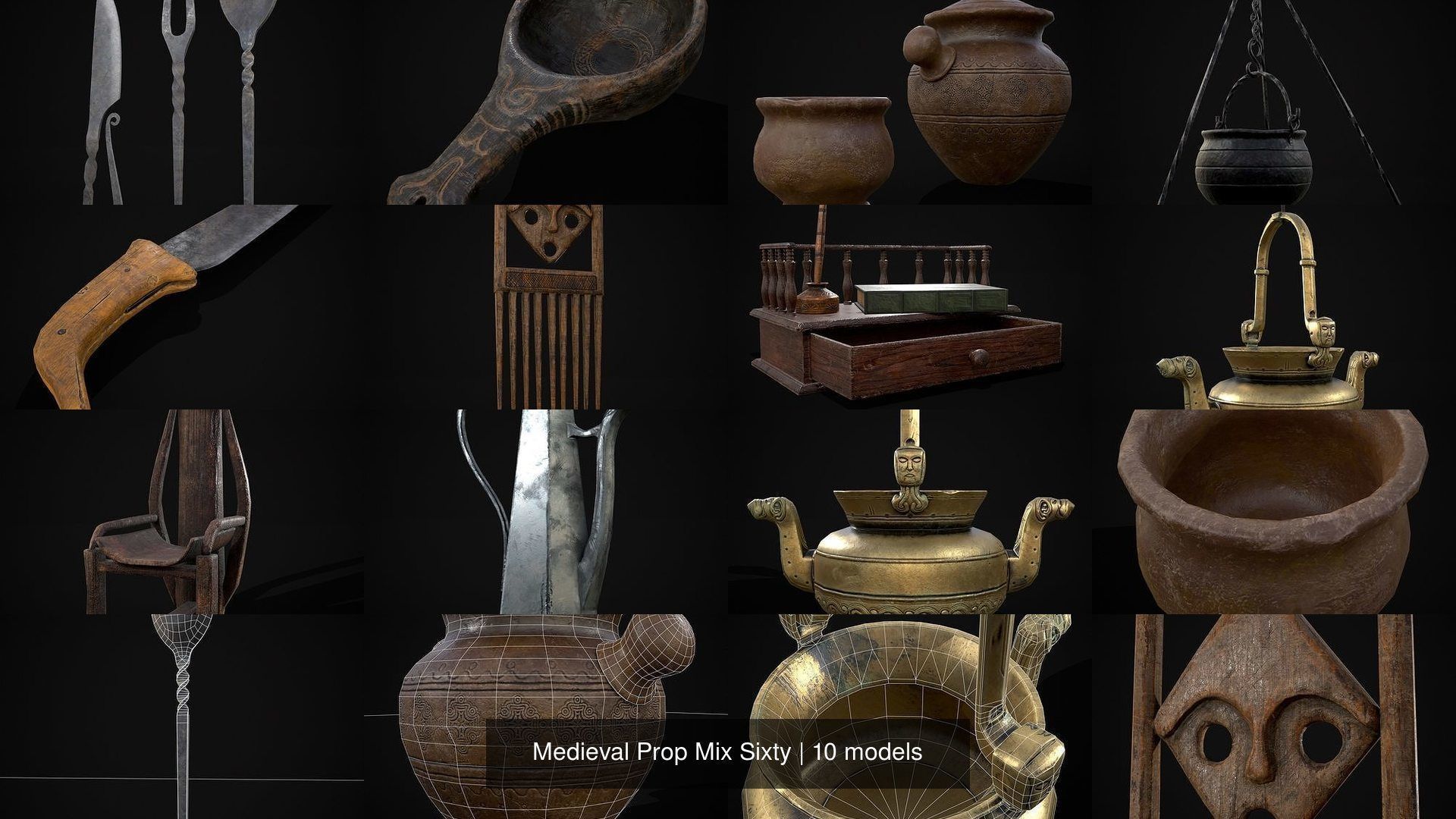 3D Model Collection Medieval Prop Mix Sixty VR / AR / low-poly | CGTrader