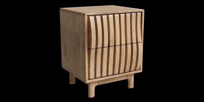 3D model Wave Mango Wood Bedside Table VR / AR / low-poly | CGTrader