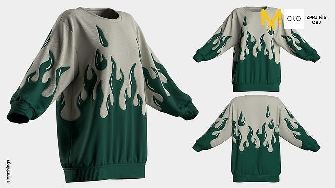 Streetwear Flames Sweater 3D model | CGTrader