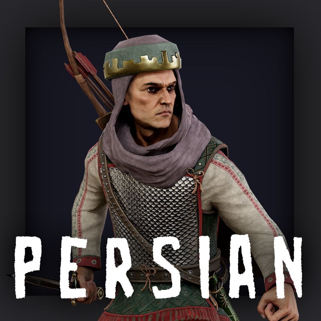 3D model Persian 3 archer A pose Low-poly character redy for game VR ...