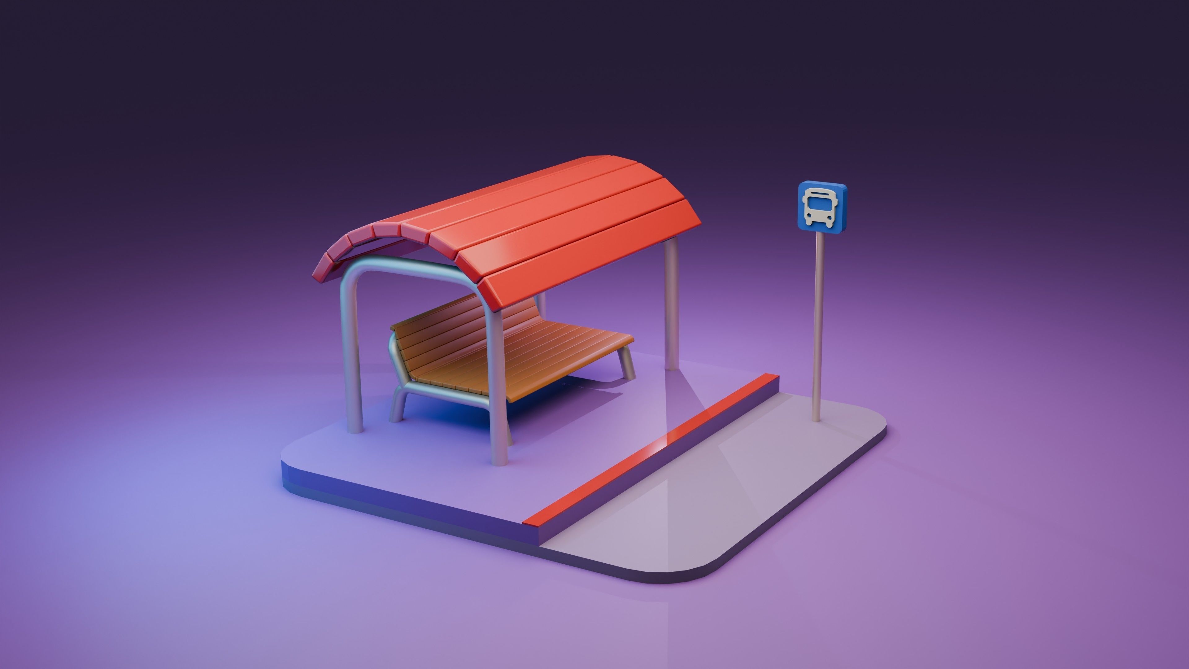 Bus Stop 3d Modeling For Free free VR / AR / low-poly 3D model | CGTrader