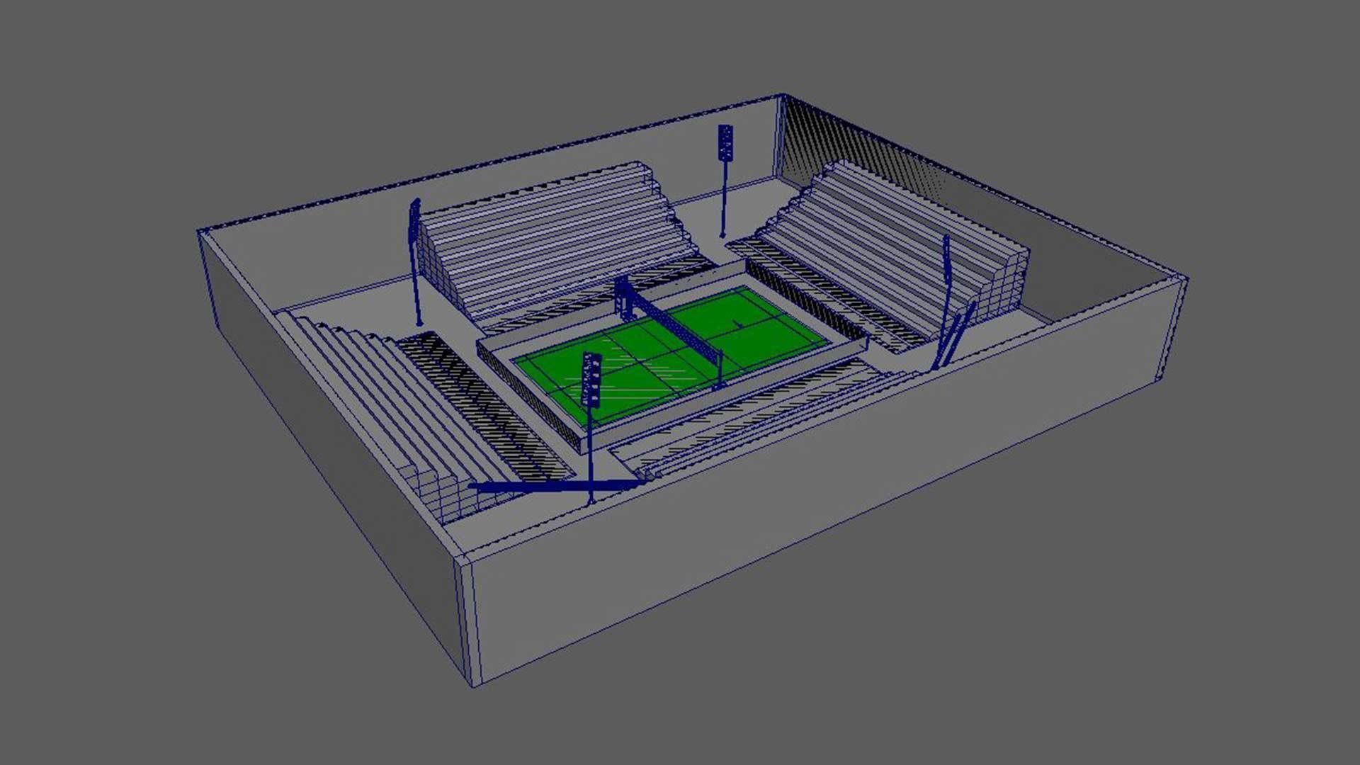 Badminton Court with Racket And Shuttle 3D model | CGTrader