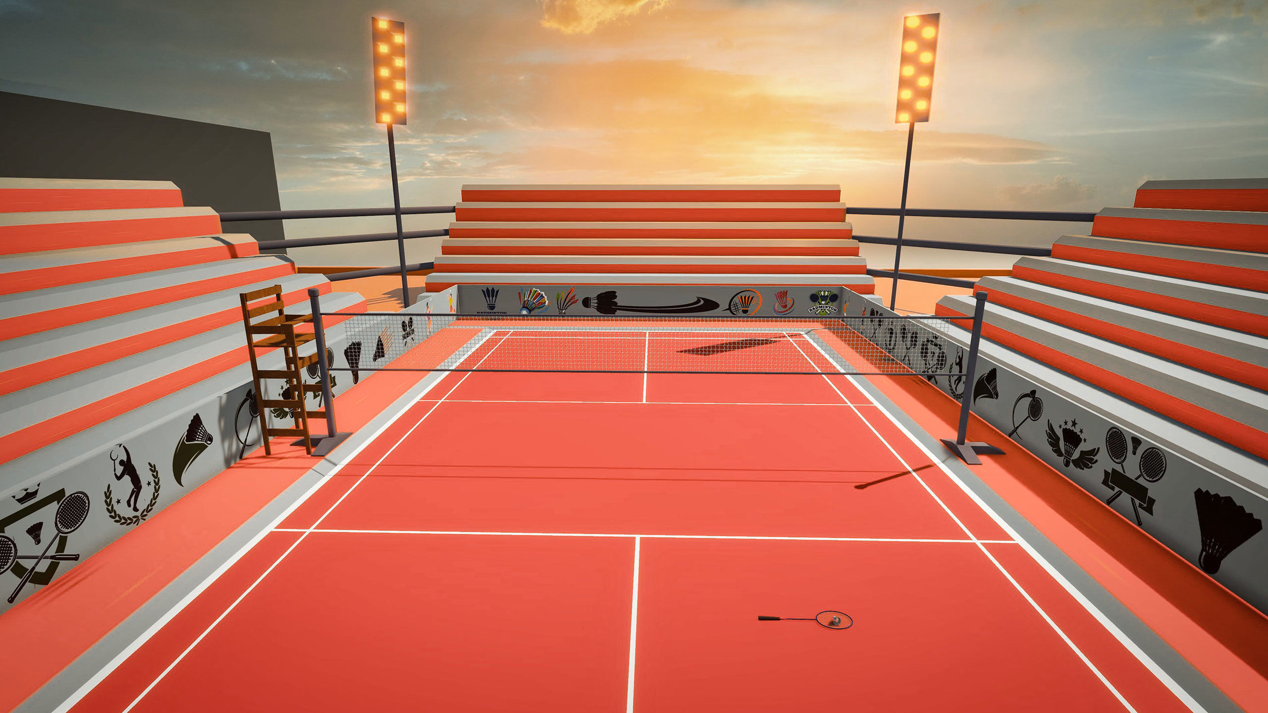 Badminton Court with Racket And Shuttle 3D model | CGTrader