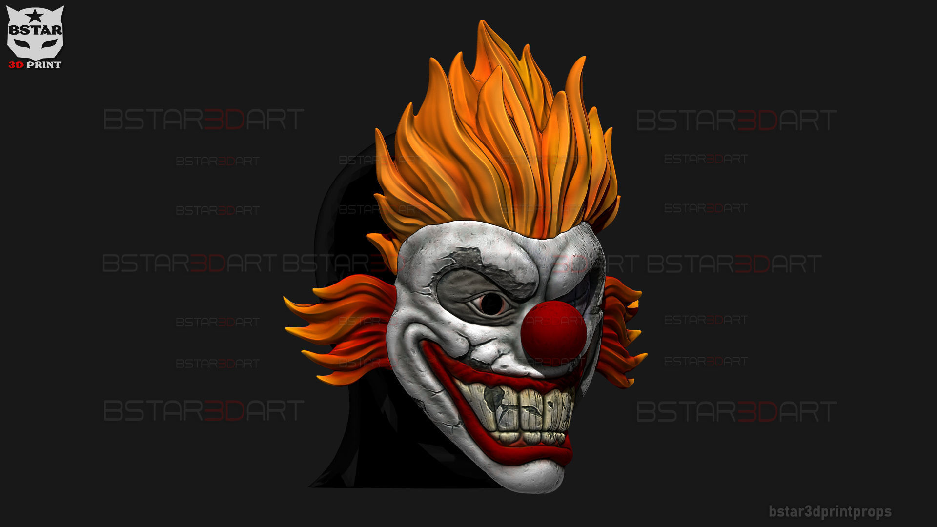 Sweet Tooth Twisted Metal Mask With Hair High Quality 3D model 3D ...