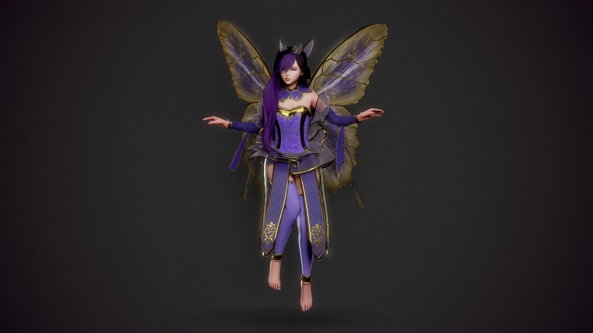 3D model Golden Fairy VR / AR / low-poly rigged | CGTrader
