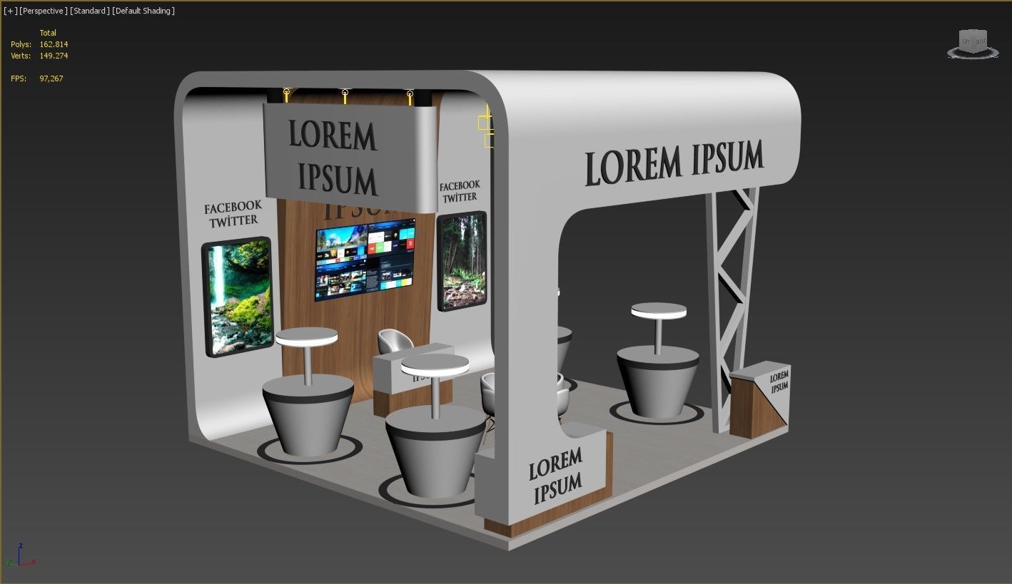 Exhibition Stand Booth Stall 6x6m Height 500cm 3 Side Open 3D model ...