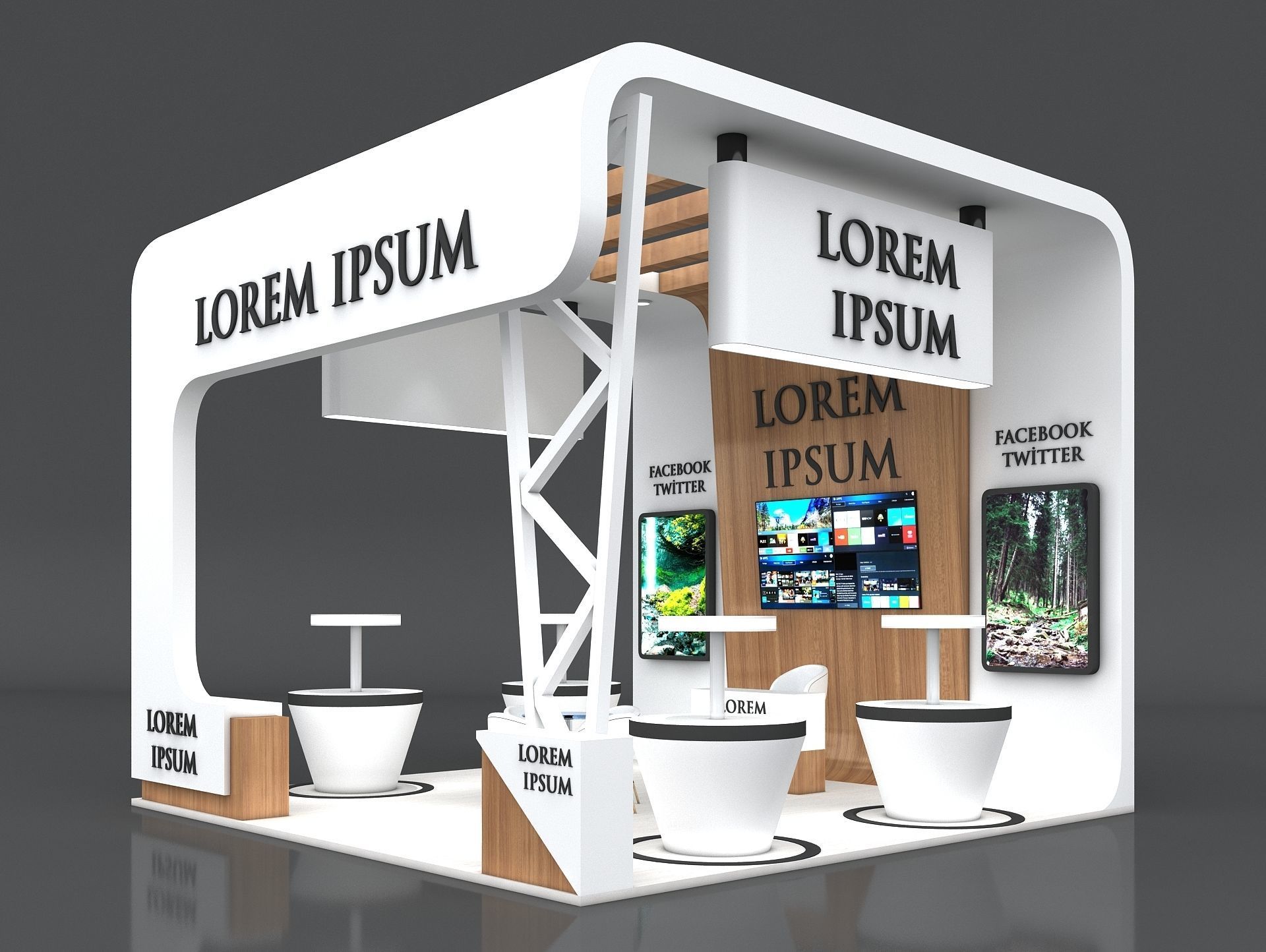 Exhibition Stand Booth Stall 6x6m Height 500cm 3 Side Open 3D model ...