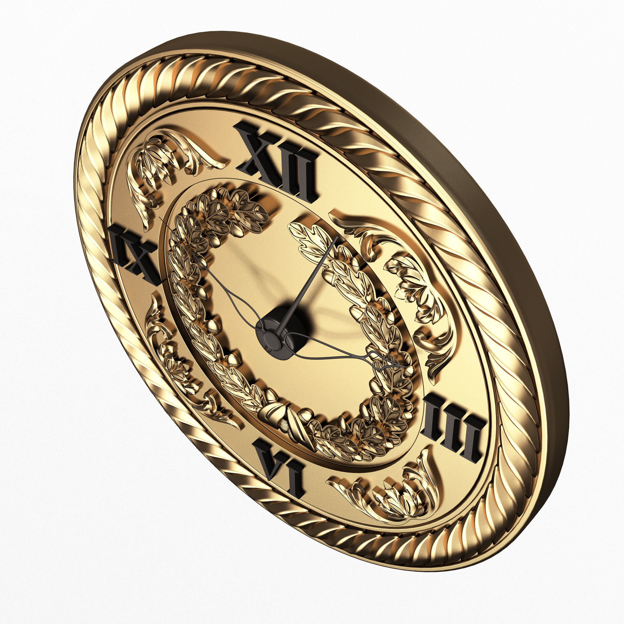 3D model Classic Wall Clock 06 Gold VR / AR / low-poly | CGTrader