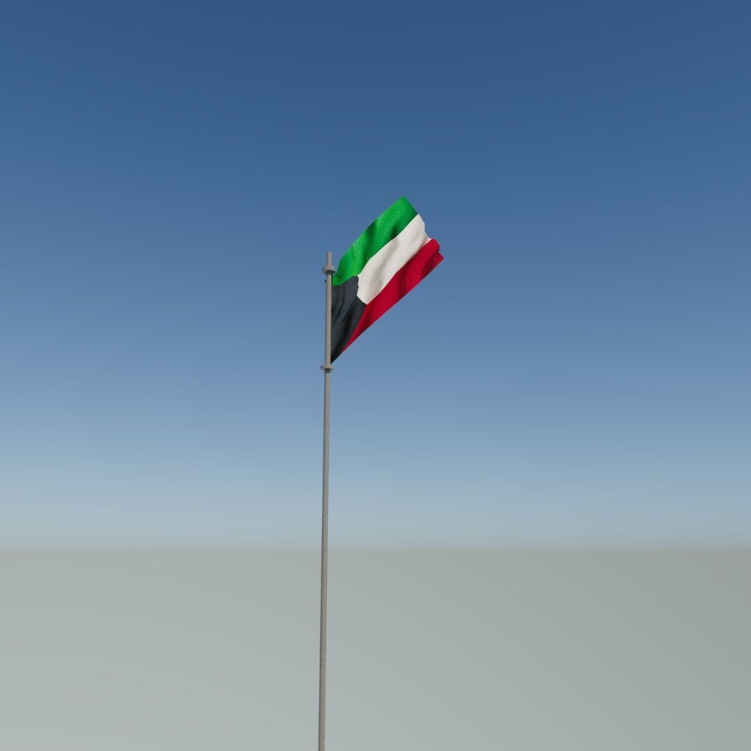 3D model Flag of Kuwait VR / AR / low-poly animated | CGTrader