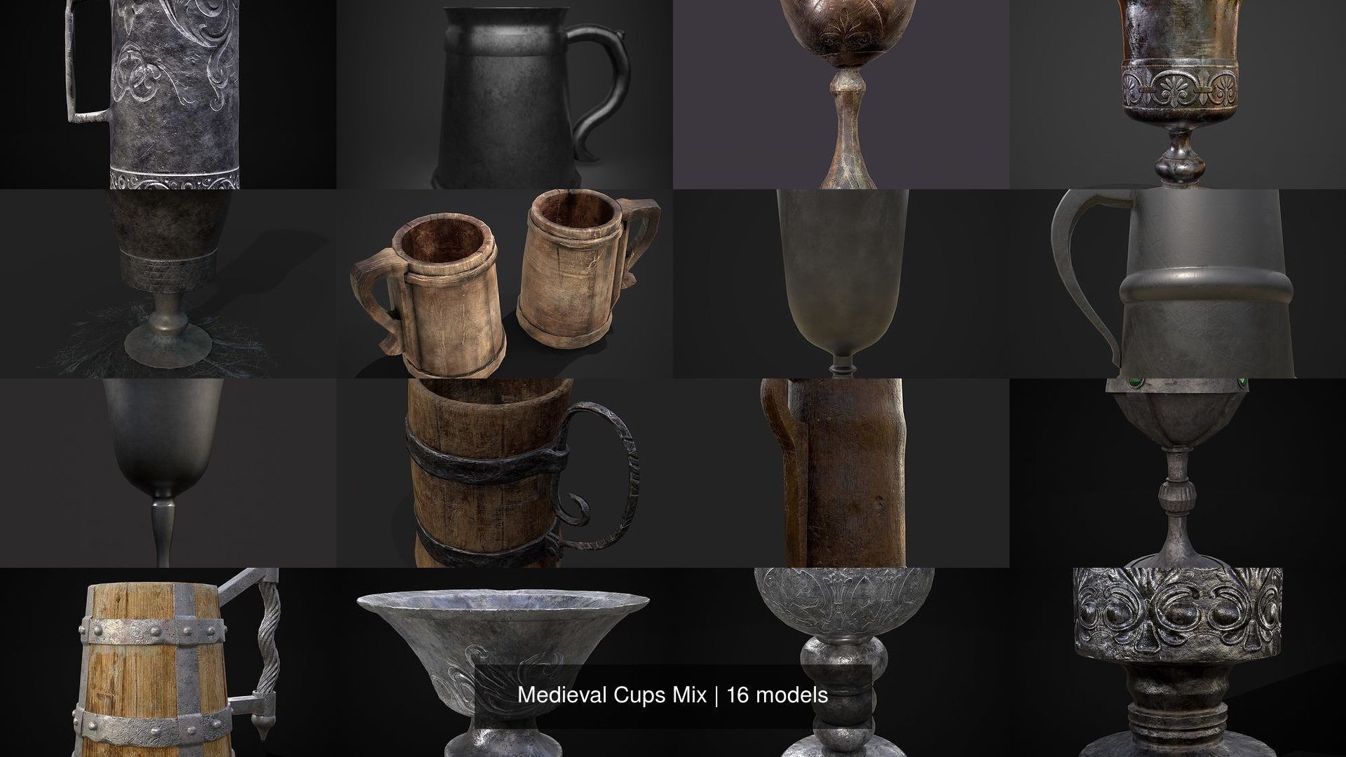 3D Model Collection Medieval Cups Mix VR / AR / low-poly | CGTrader