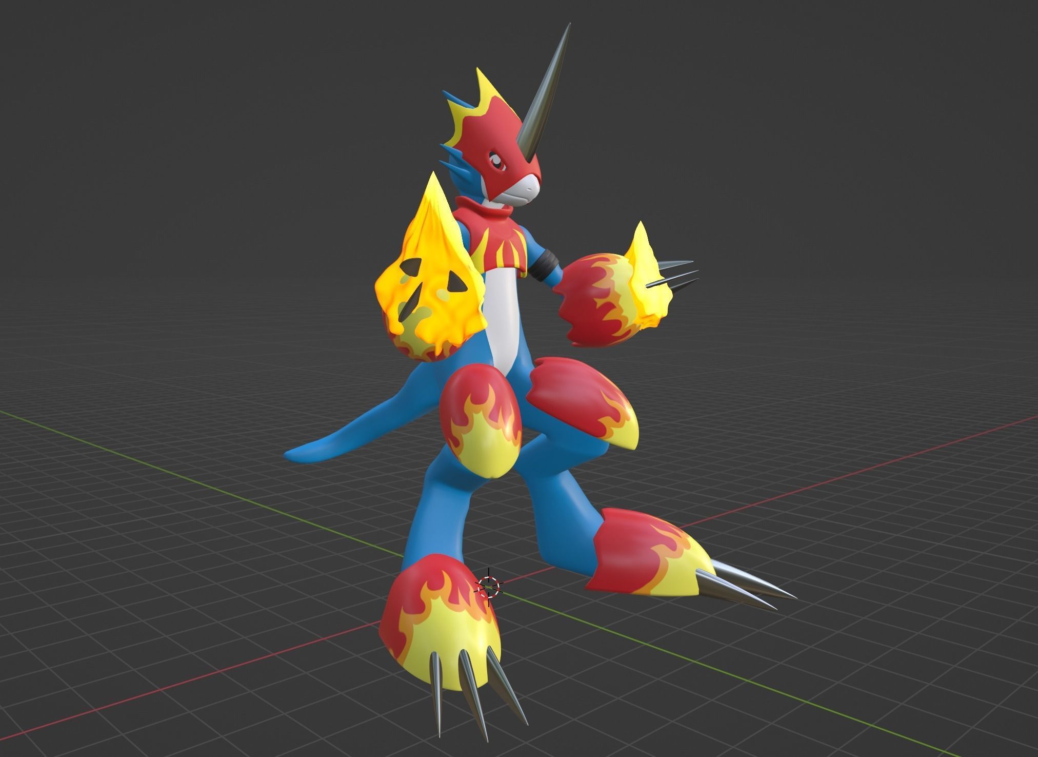 Flamedramon - Digimon 3D model rigged | CGTrader