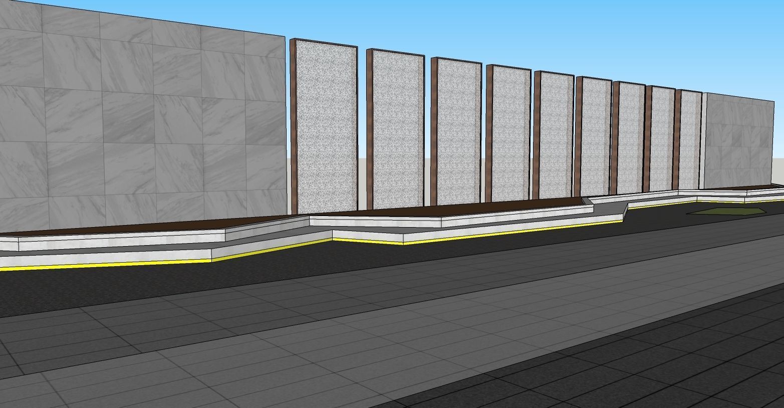 Modern boundary wall design 3D model | CGTrader
