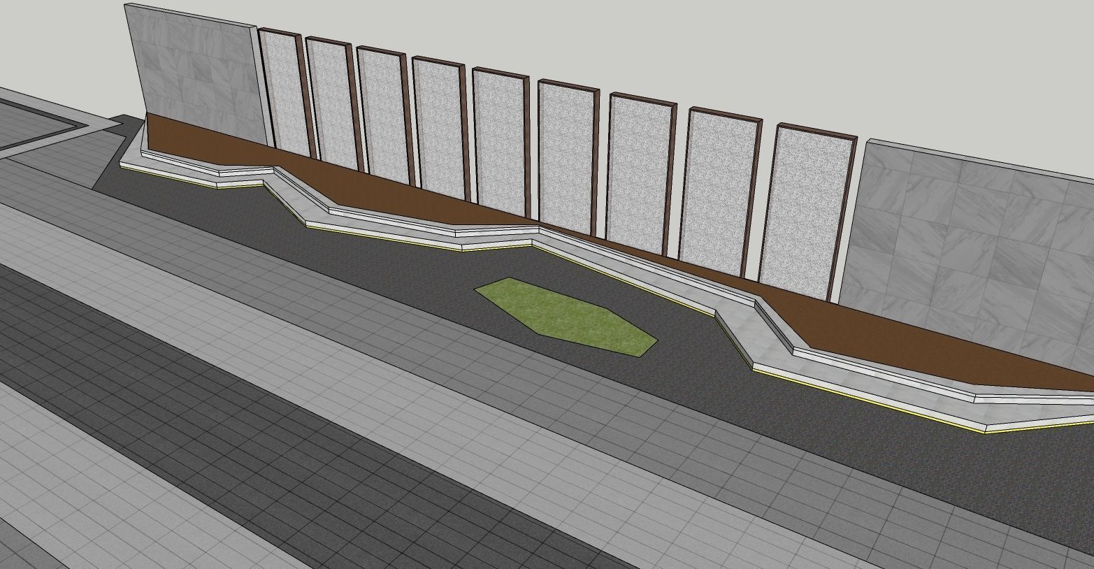 Modern boundary wall design 3D model | CGTrader