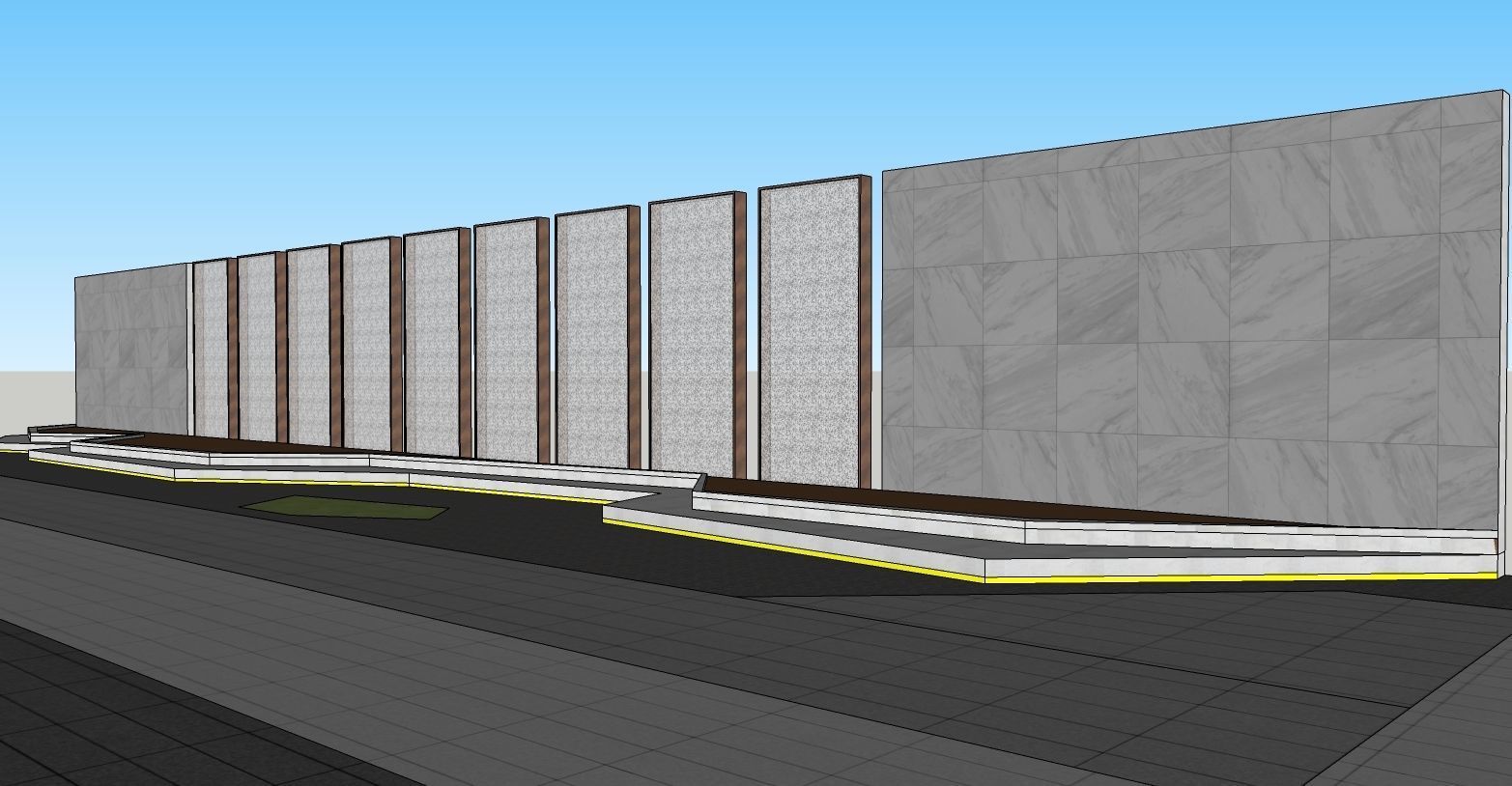 Modern boundary wall design 3D model | CGTrader
