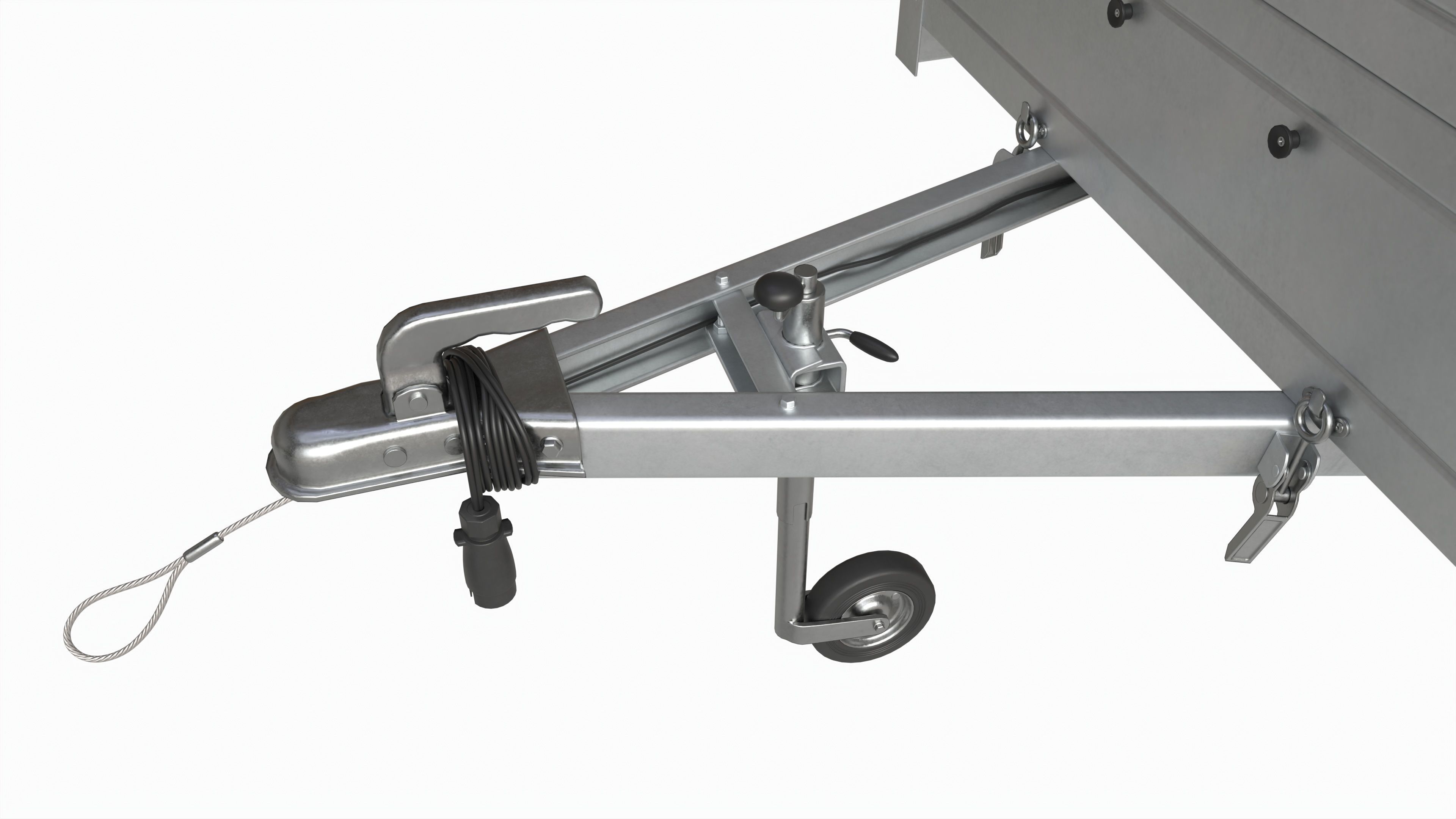 Single axle car trailer with extra walls cover jockey wheel 3D model ...