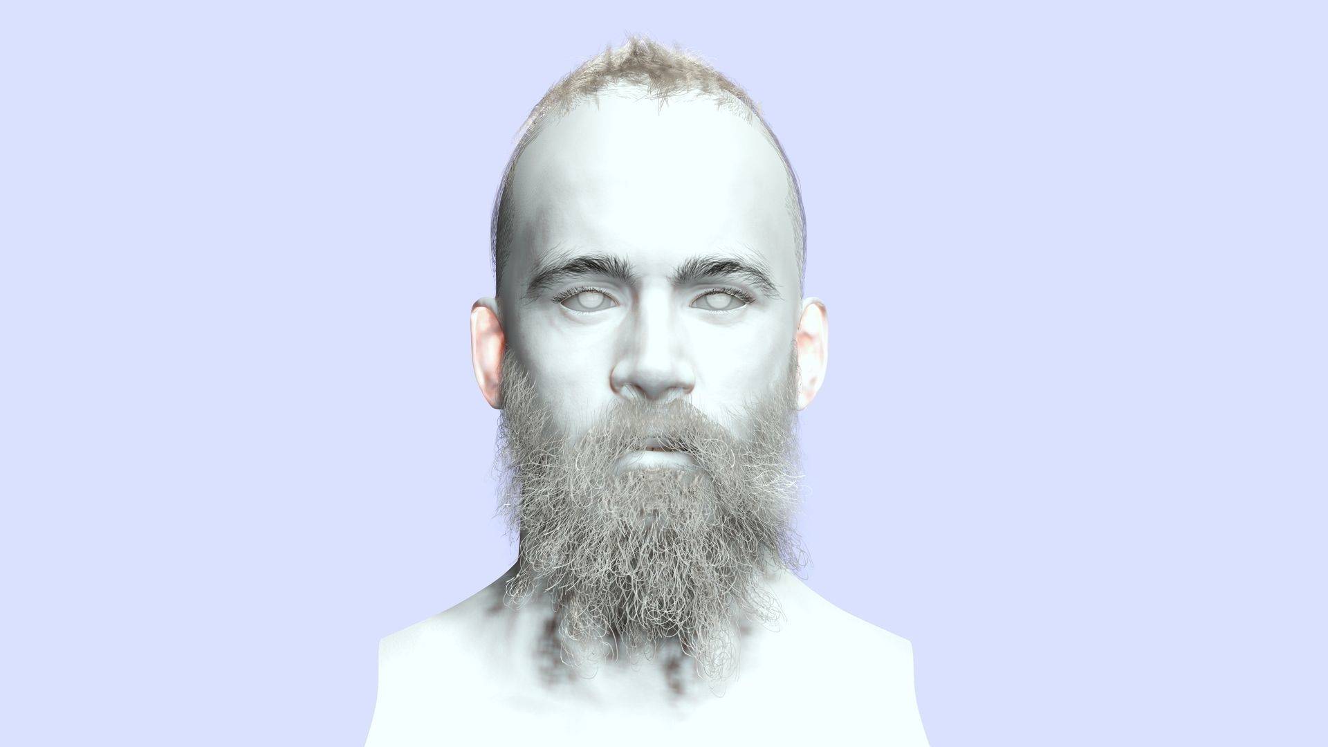 3D model Berber Male Hair - Messy long Beard Mustache VR / AR / low ...