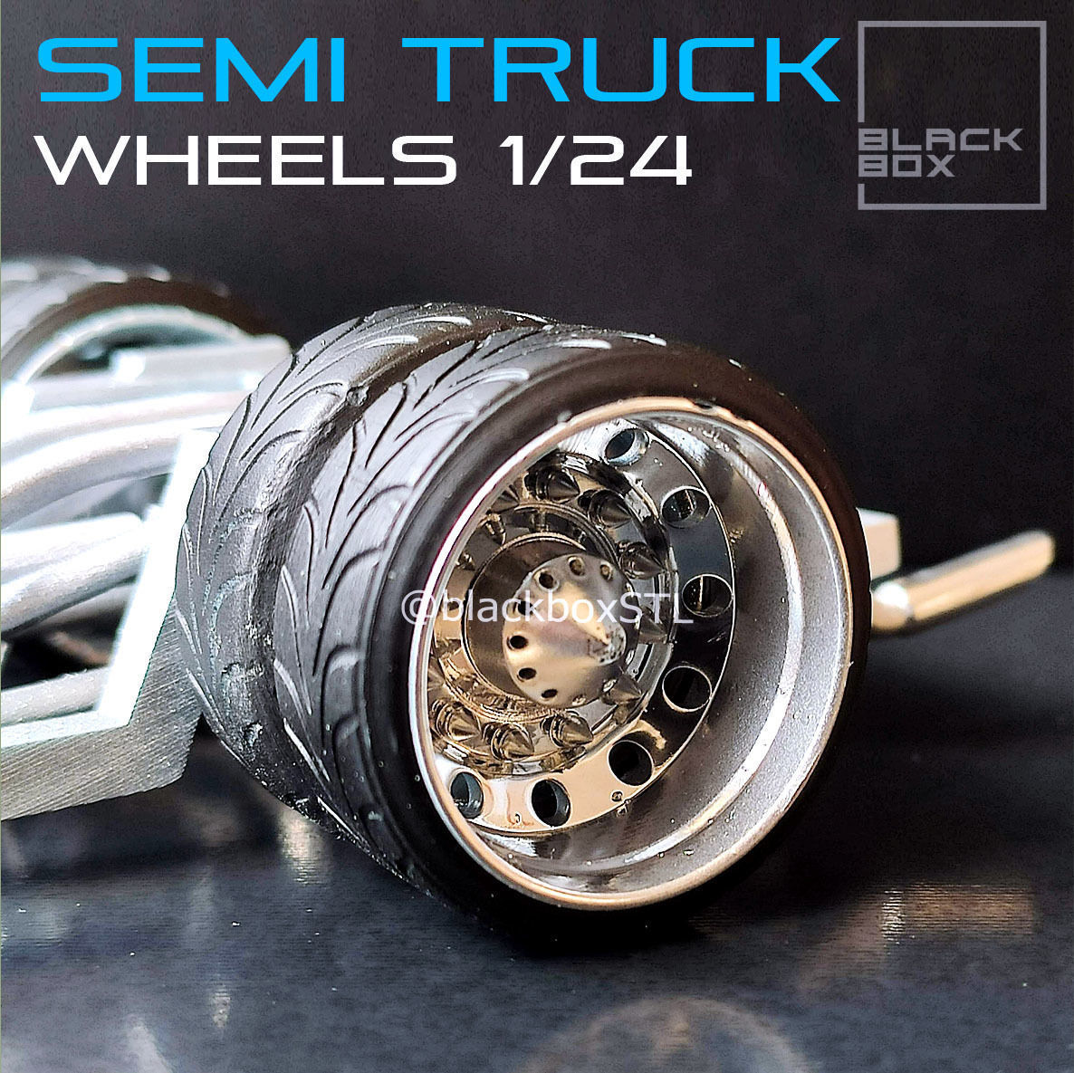 Semi Truck Wheel set with low profile tires 1-24th 3D model 3D ...