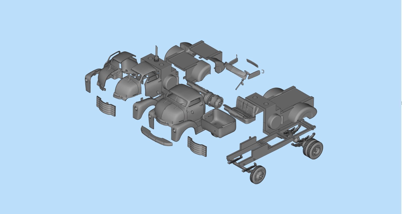 STL for 3Dprinting custom vintage older COE ratrod lowered truck 3D ...