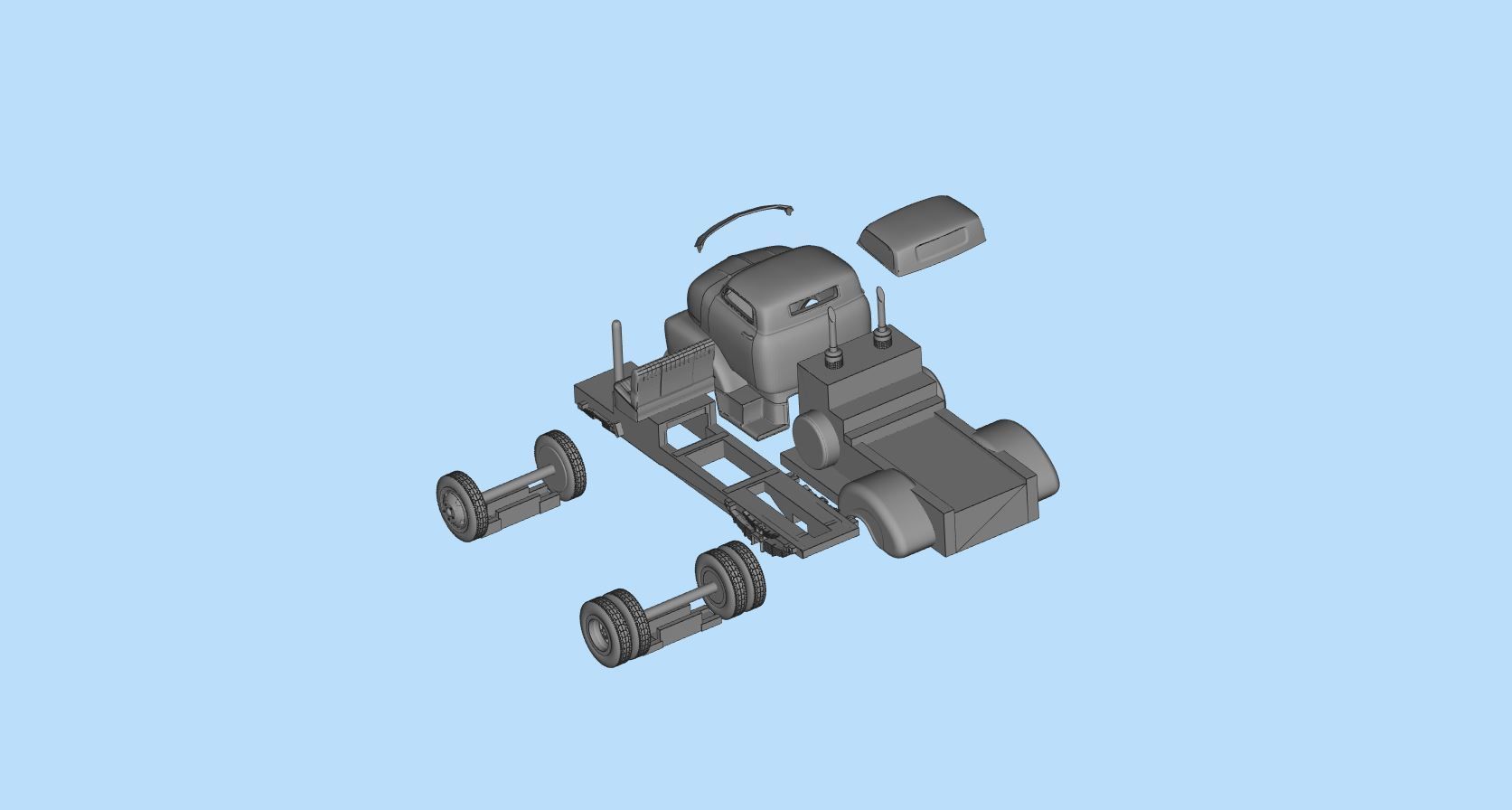 STL for 3Dprinting custom vintage older COE ratrod lowered truck 3D ...