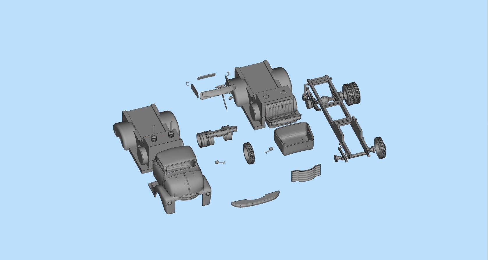 STL for 3Dprinting custom vintage older COE ratrod lowered truck 3D ...