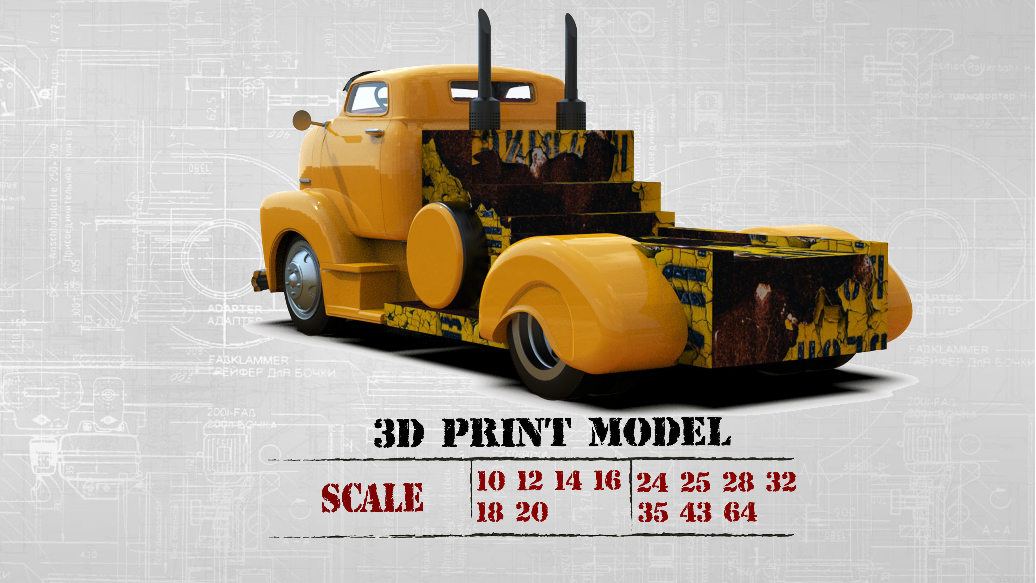 STL for 3Dprinting custom vintage older COE ratrod lowered truck 3D model 3D printable | CGTrader