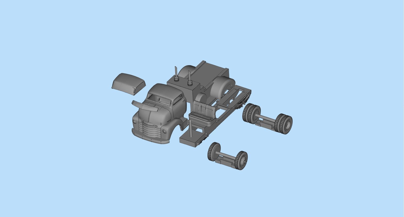 STL for 3Dprinting custom vintage older COE ratrod lowered truck 3D ...