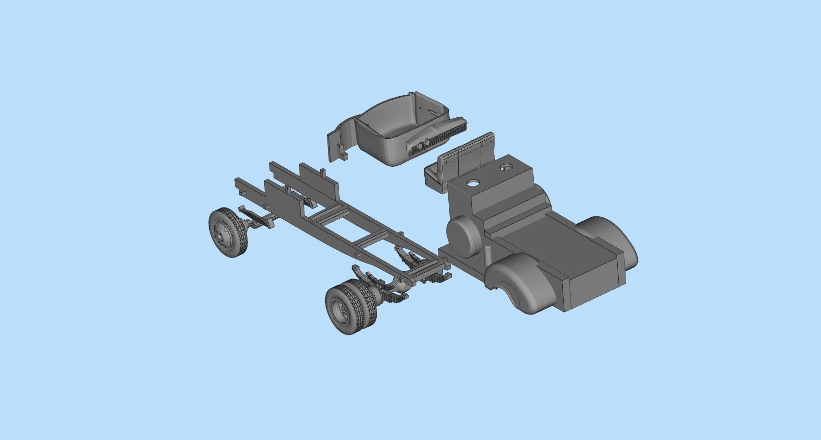 STL for 3Dprinting custom vintage older COE ratrod lowered truck 3D ...
