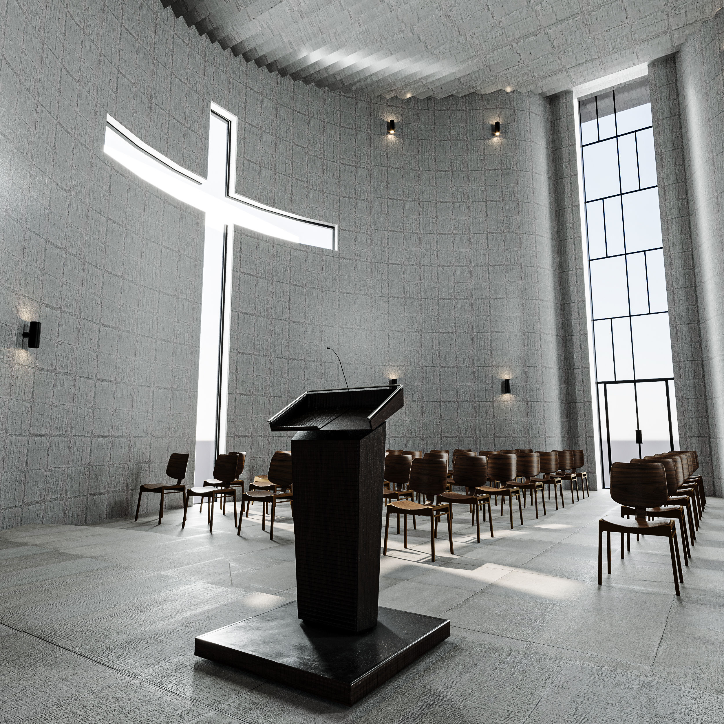 3D model Modern Church With Interior VR / AR / low-poly | CGTrader