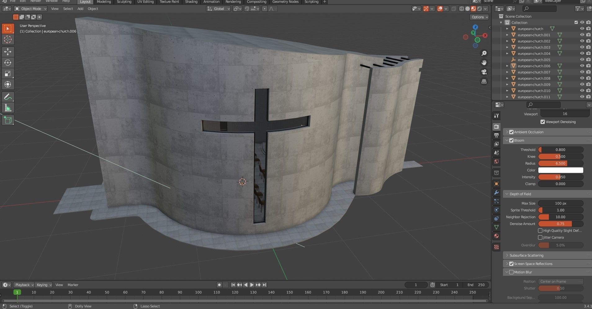 3D model Modern Church With Interior VR / AR / low-poly | CGTrader
