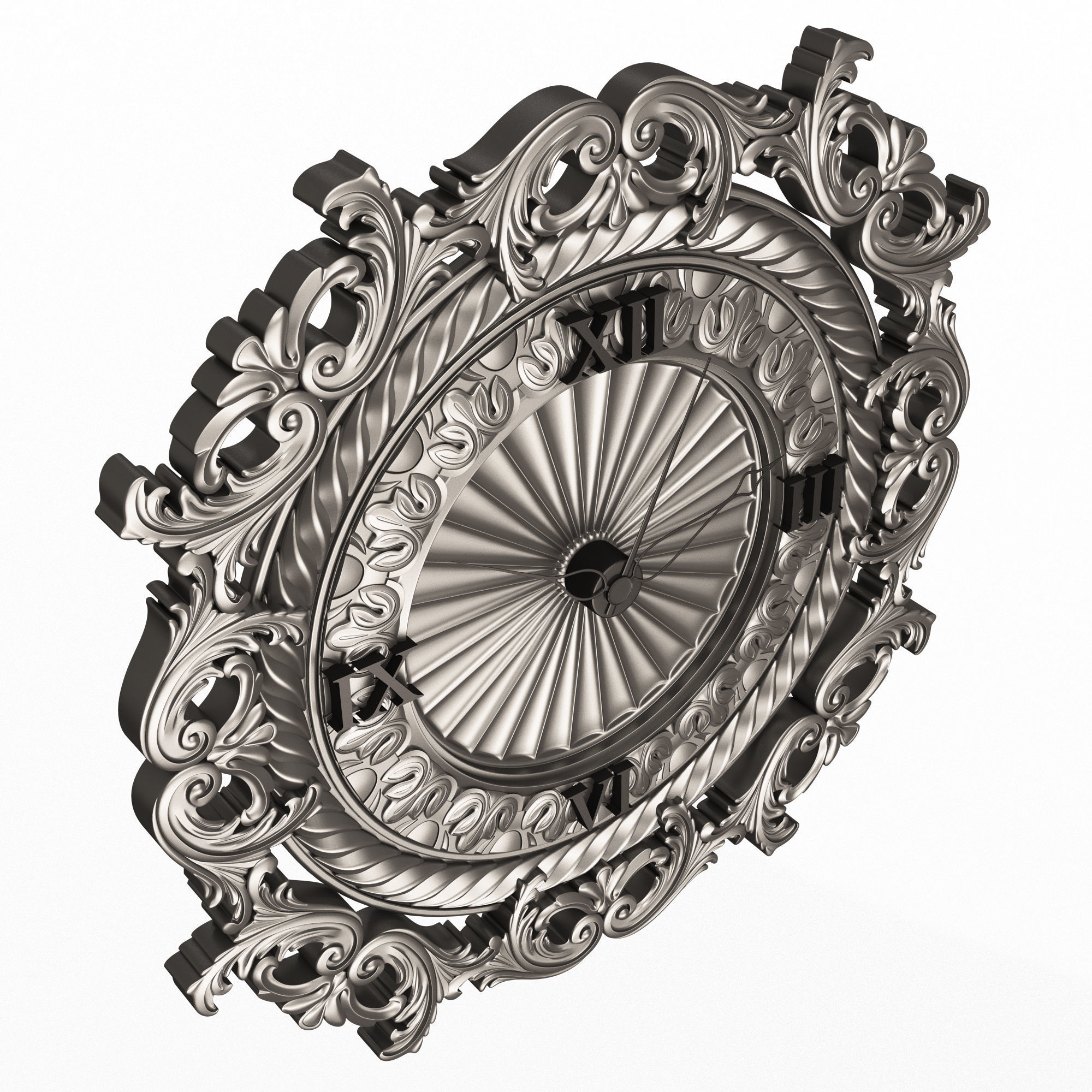 3D model Classic Wall Clock 019 Chrome VR / AR / low-poly | CGTrader
