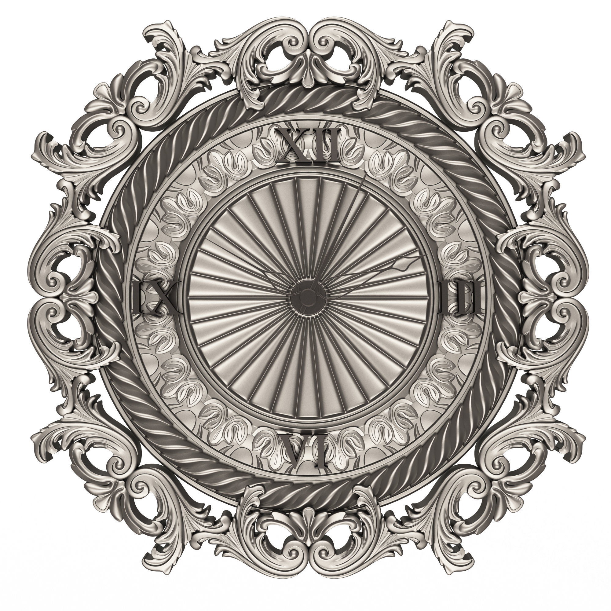 3D model Classic Wall Clock 019 Chrome VR / AR / low-poly | CGTrader
