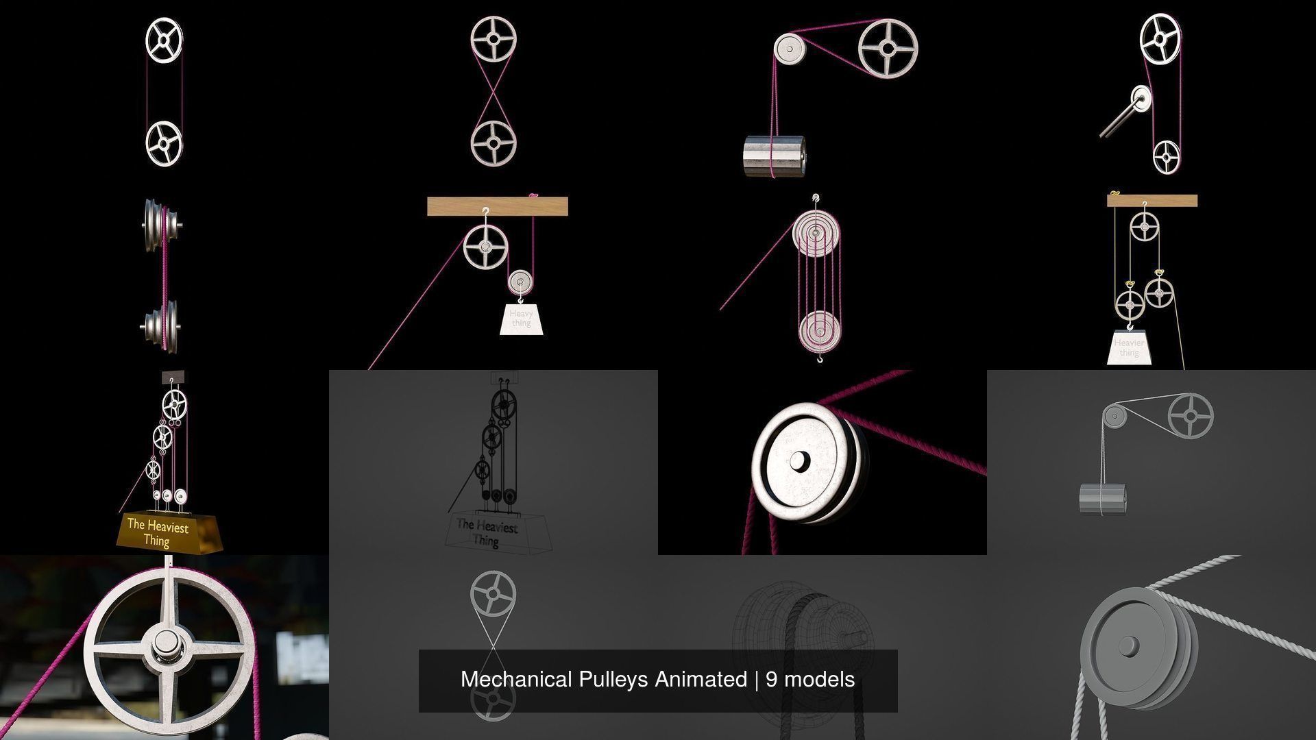 Mechanical Pulleys Animated 3D Model Collection | CGTrader